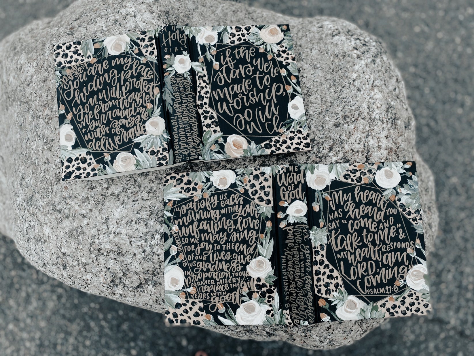 The Dana Bible | Hand Painted ESV Journaling Bible | Cheetah Print Geo ...